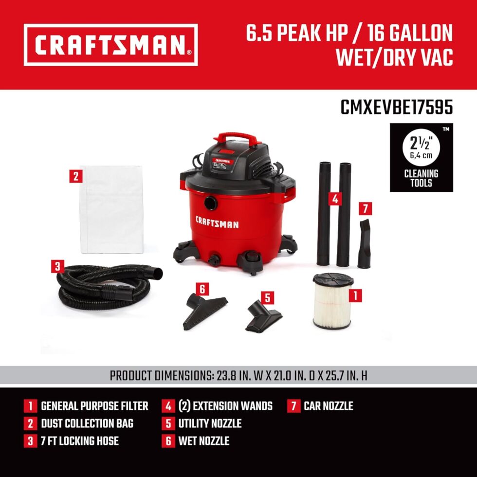 Quick Review of The Craftsman 16 Gal Corded Wet Dry Vacuum - Smart Vac ...